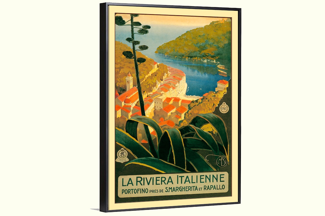 Italy Vintage Travel Poster La Riviera Italienne Boho - Etsy