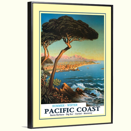 California Travel Poster Pacific Coast Monterey Big Sur | Etsy