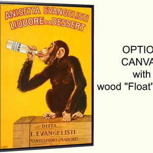 Monkey Drinking Art Deco Italian Vintage Drink Ad Poster, Bar, Kitchen ...