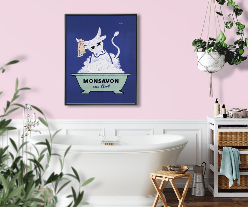 French Vintage Soap Advertising Poster Monsavon, Boho Decor Children ...