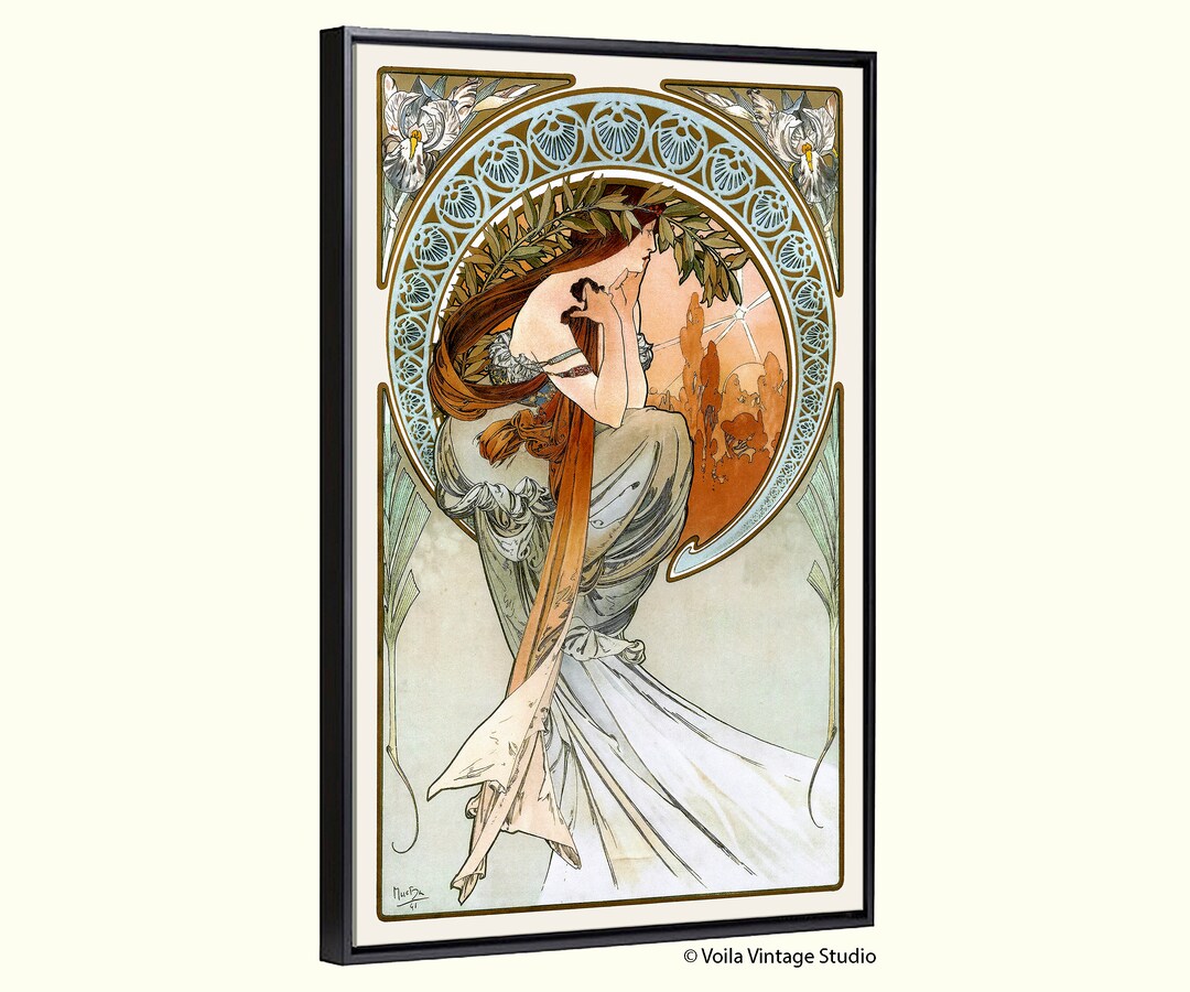 Art Nouveau Mucha Poetry (la Poésie), Boho Decor, Hippie Wall Art ...