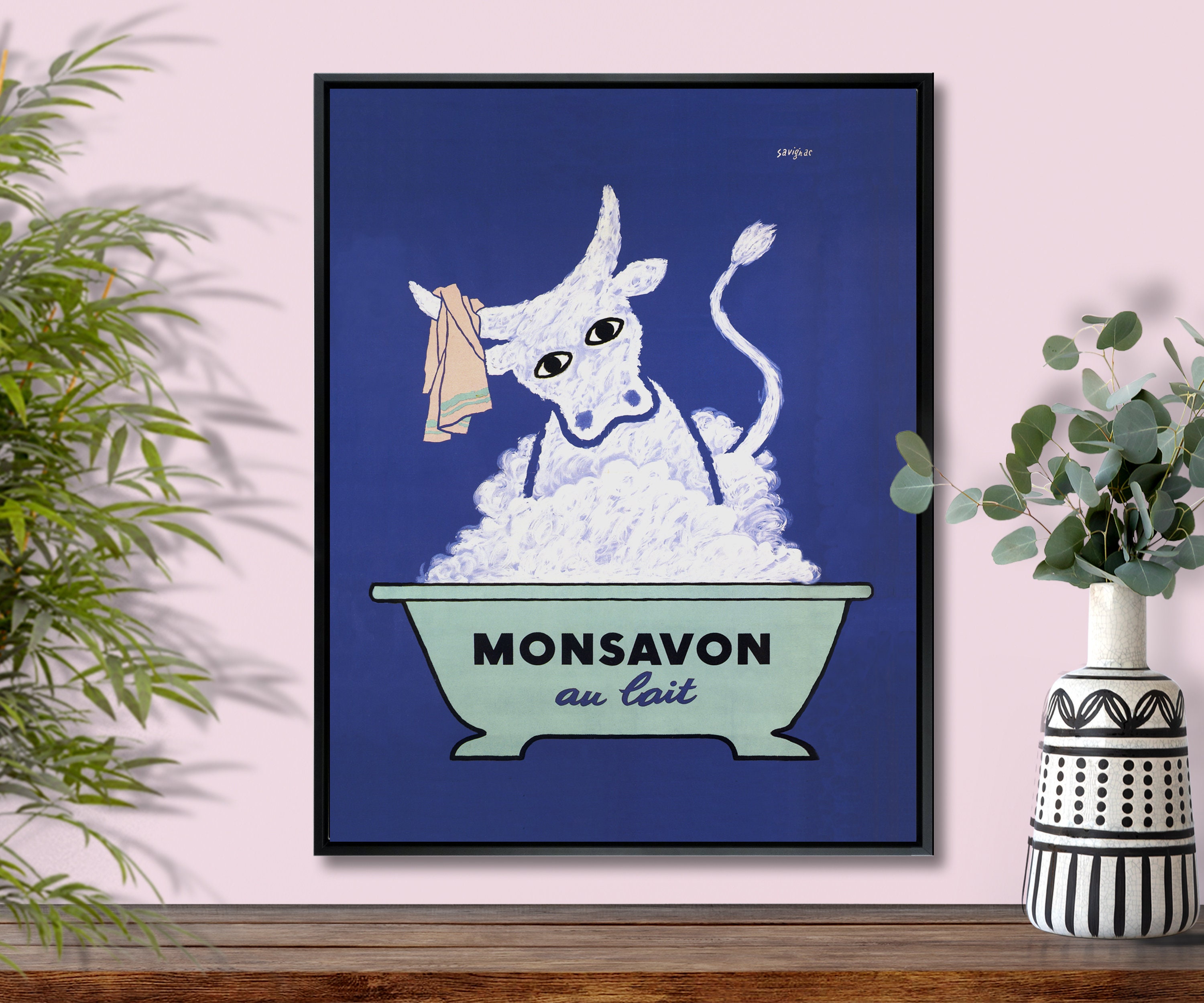 French Vintage Soap Advertising Poster Monsavon, Boho Decor Children ...