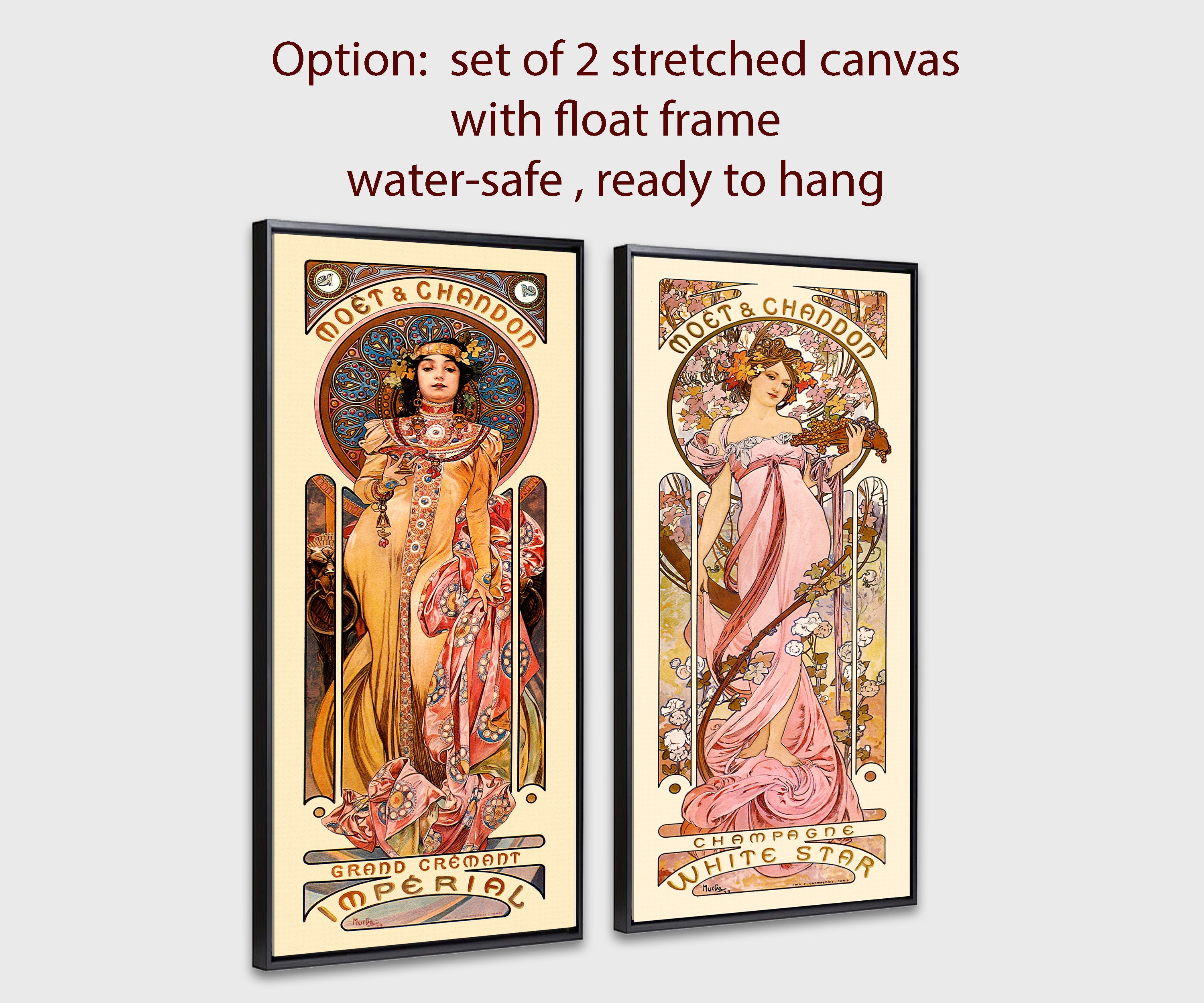 Art Nouveau Mucha Set of 2 French Moet Champagne Advertising - Etsy