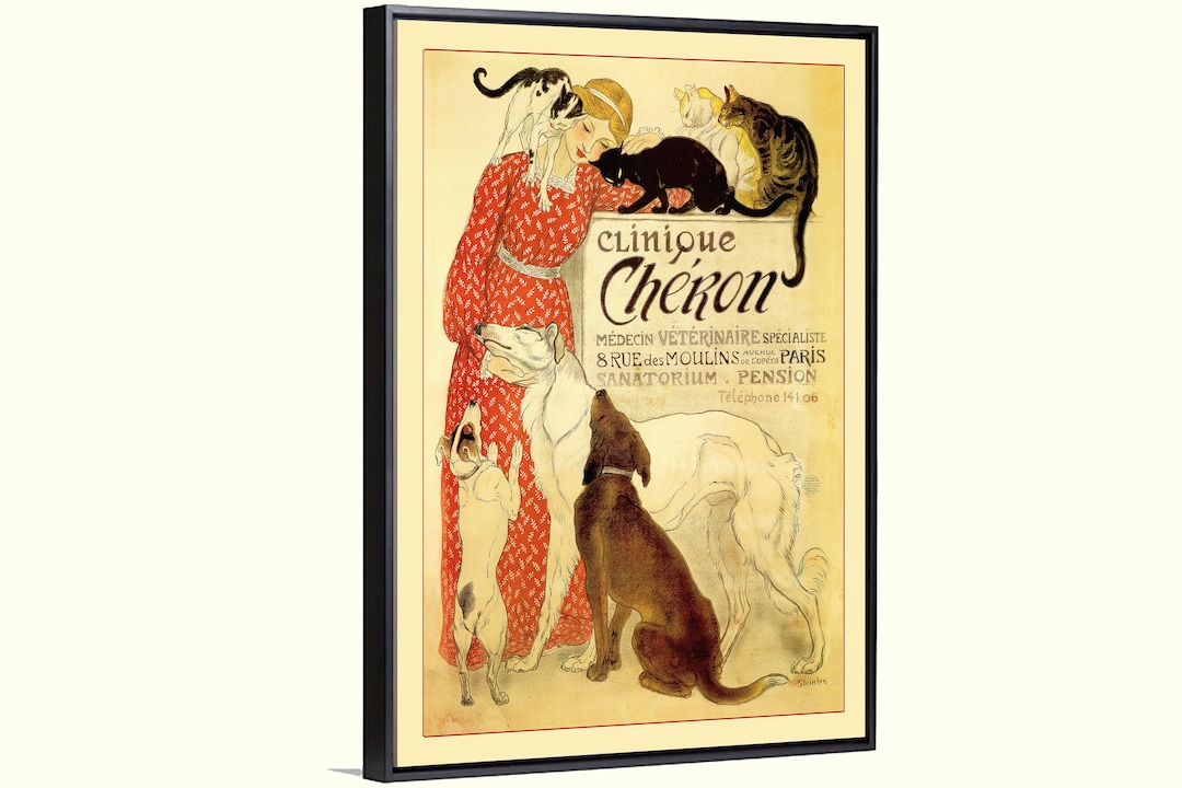 Cat Dog Veterinary Vintage French Advertising Poster Clinique Cheron by ...
