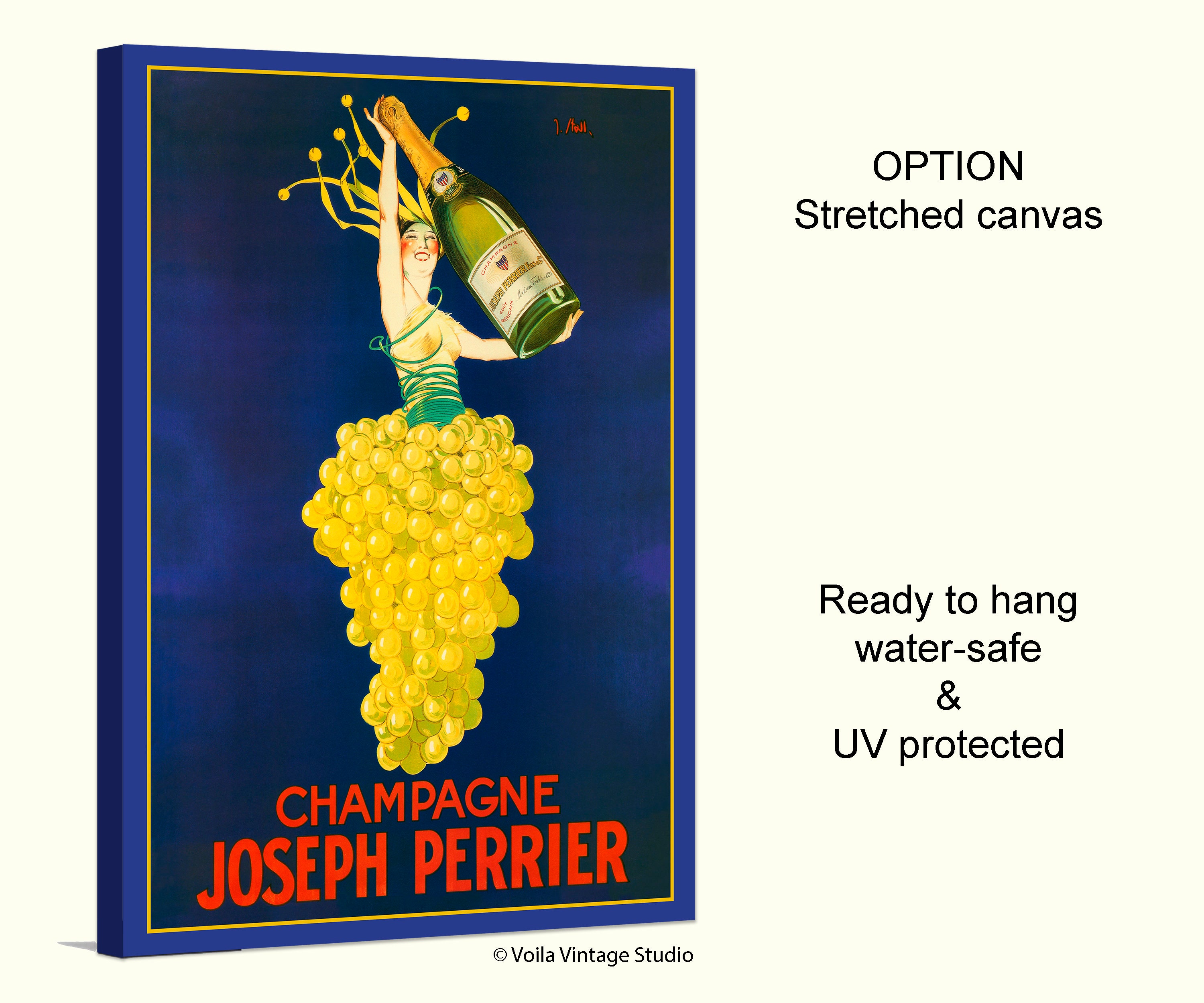 French Champagne Vintage Advertising Poster Joseph Perrier, Art Deco ...