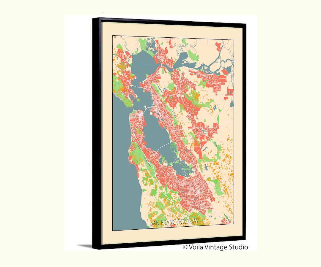 San Francisco Map Bay Area Map Decorative Art Map Canvas Wall Art San ...