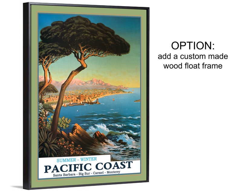 California Travel Poster Pacific Coast Monterey Big Sur | Etsy