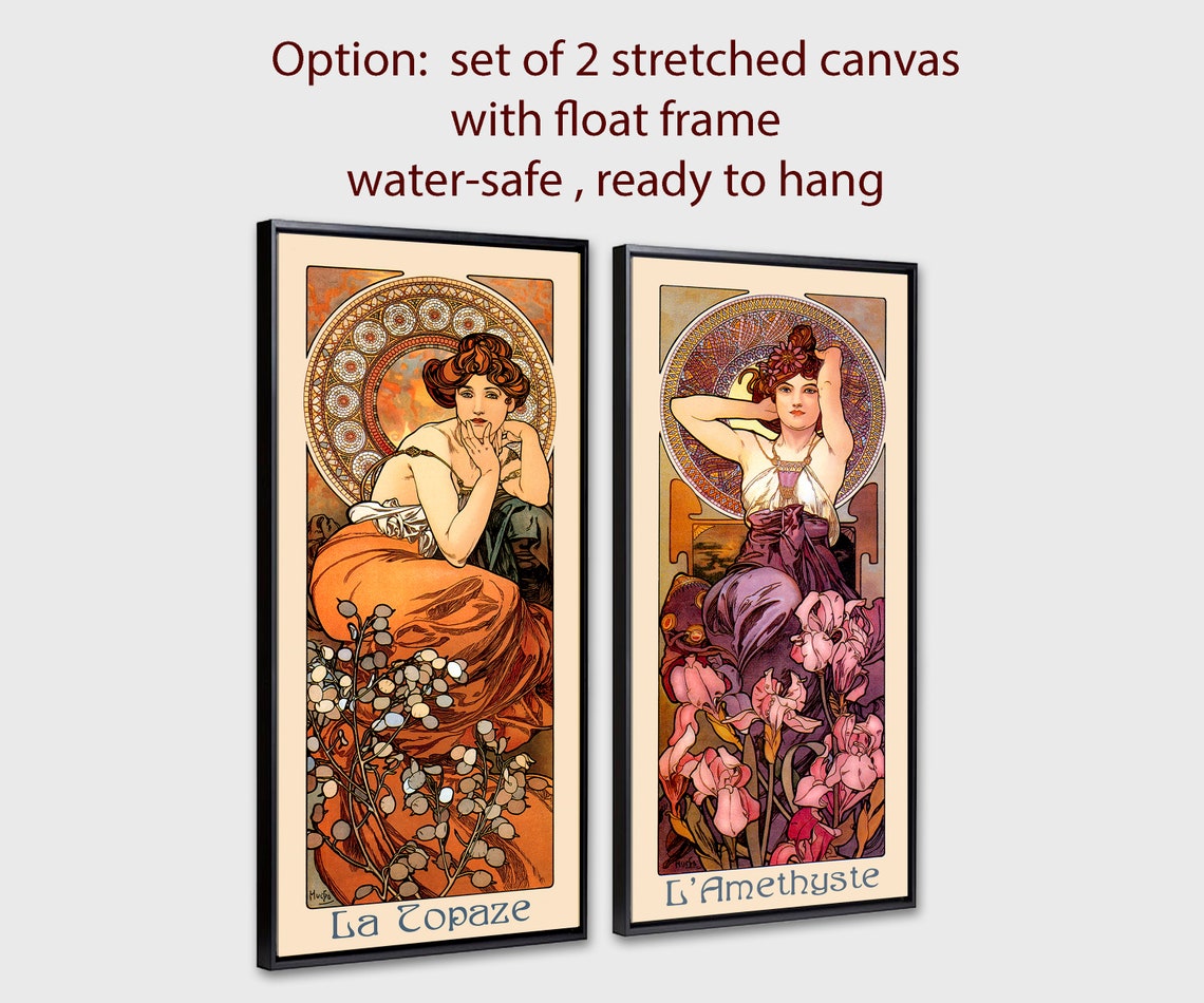 Art Nouveau Mucha Set of 2 Decorative Panels amethyste & - Etsy