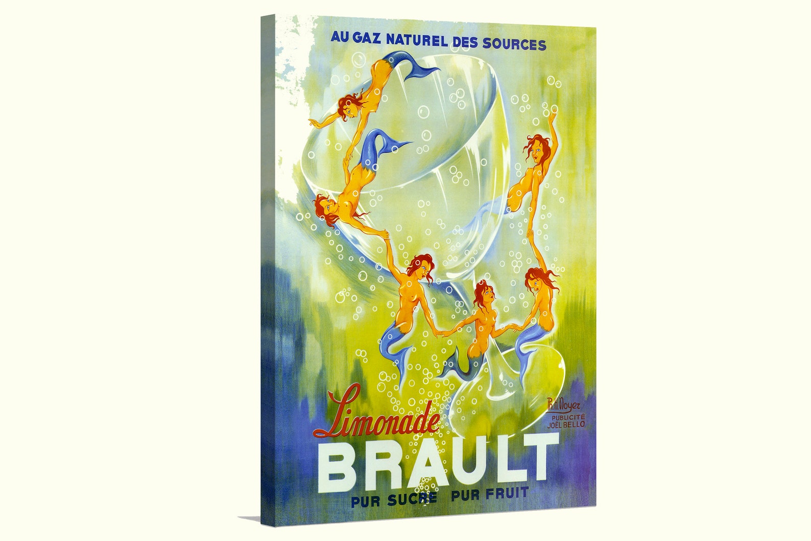 Mermaid French Vintage Advertising Giclee Canvas, Wall Art Bathroom ...