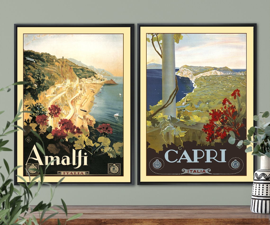 Amalfi & Capri Italy Vintage Travel Poster Set of 2 Giclee - Etsy