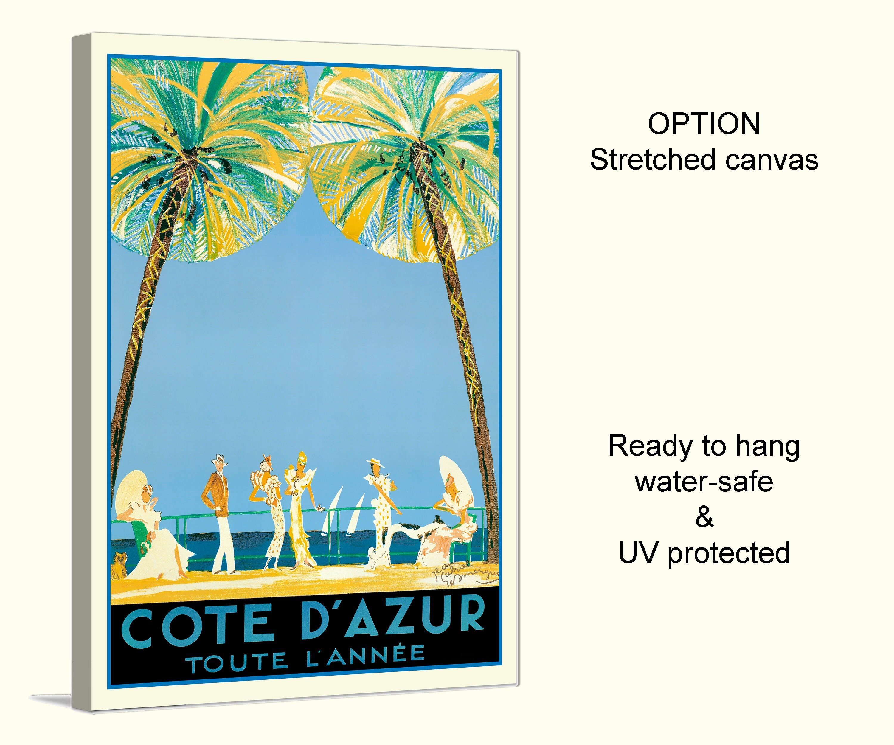 French Riviera vintage art deco travel poster Cote | Etsy