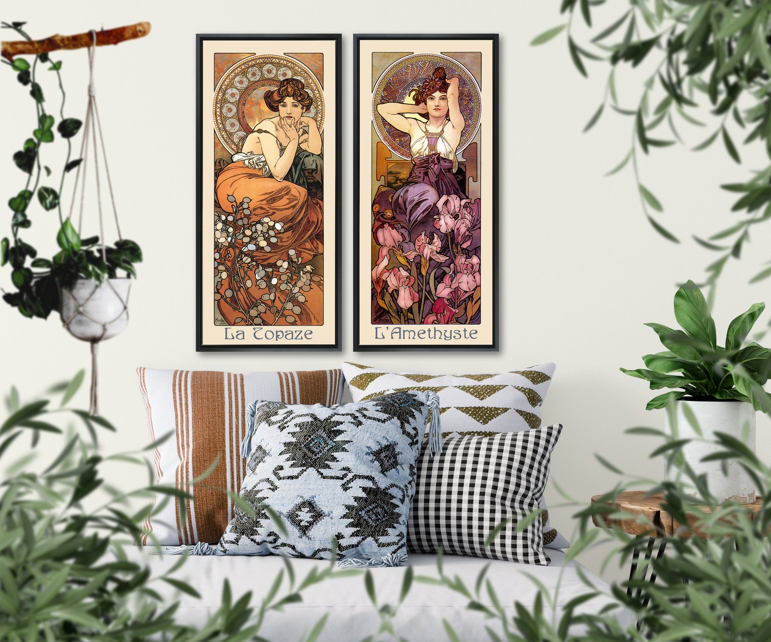 Art Nouveau Mucha Set of 2 Decorative Panels amethyste & Topaze ...