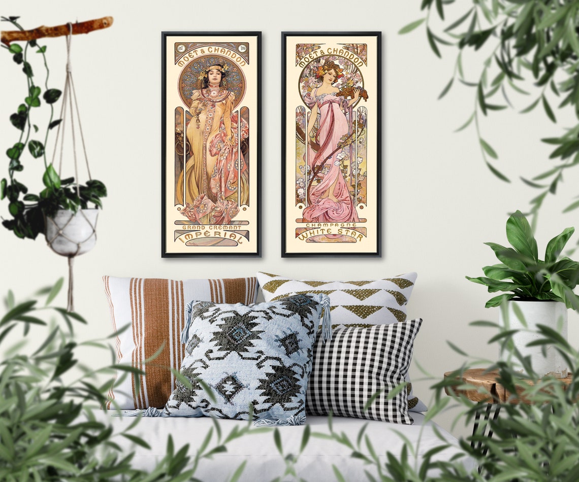 Art Nouveau Mucha Set of 2 French Moet Champagne Advertising - Etsy