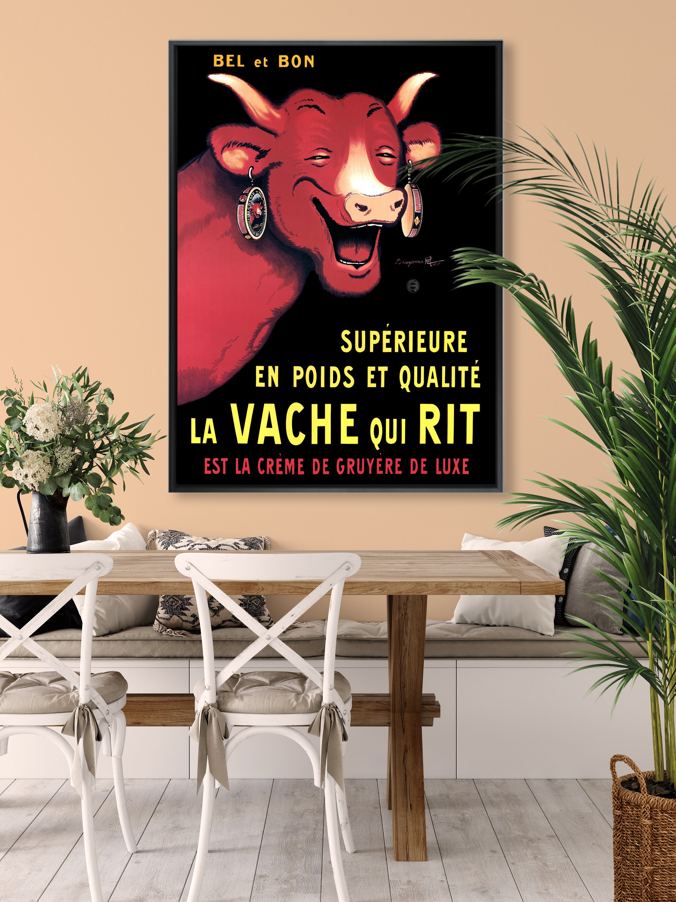 French Vintage Cheese Advertising Poster la Vache Qui | Etsy