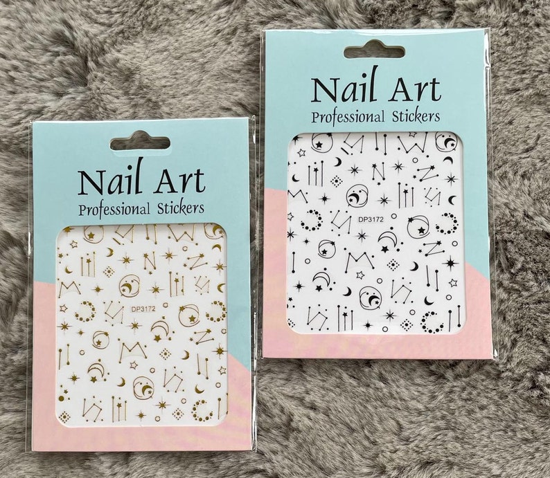 Nail Decals | Nail Art Stickers | Nail Stickers - Black & Gold | Easy ...