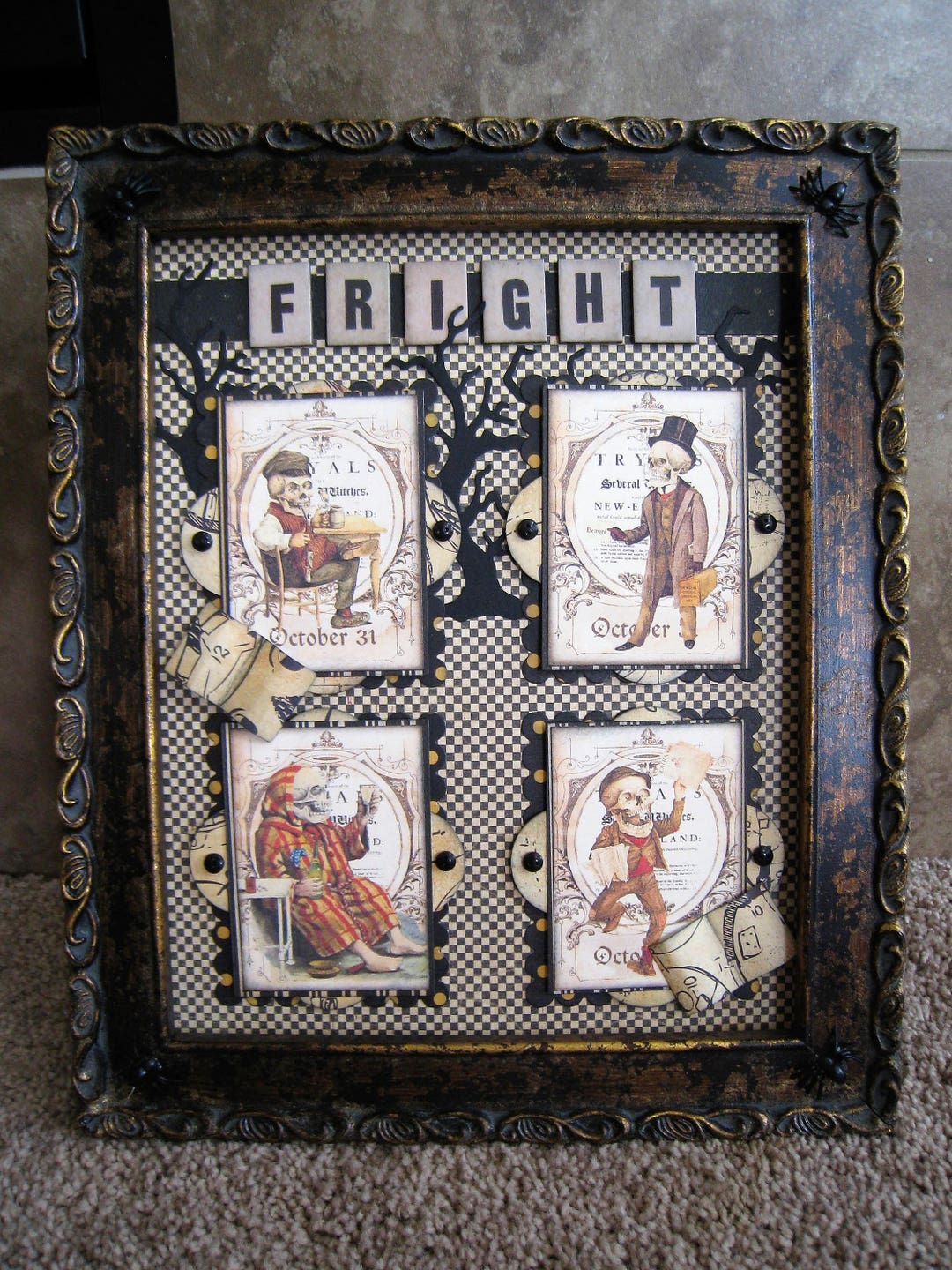 Vintage Halloween Framed Art – Dapper Skeletons & Spooky Tree Decor - Etsy