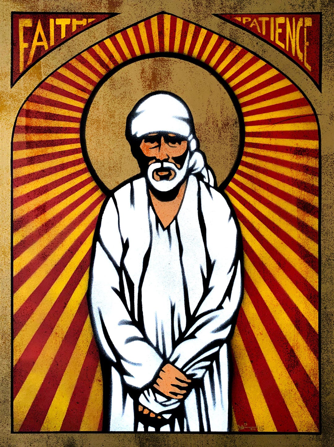 Buy Shirdi Sai Baba Art Print: Spray Paint Stencil Artwork (digital ...