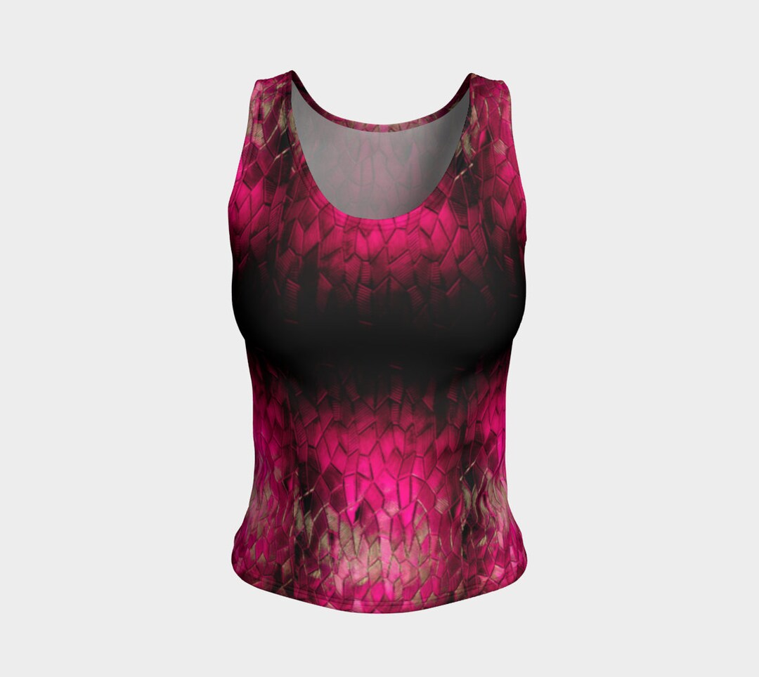 Magenta Black Dragon Scales Tank Top, Fitted Tank Top, Athletic Fashion ...