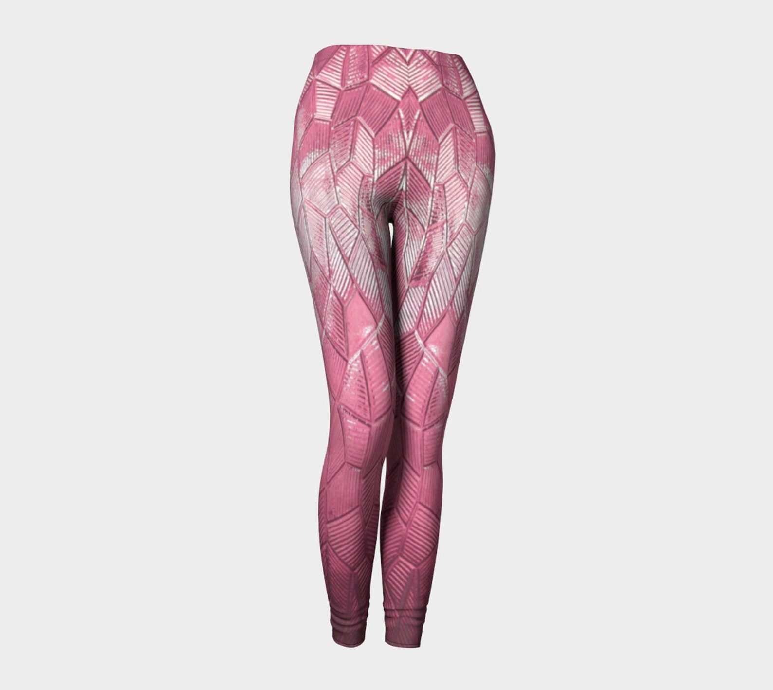 Rose Quartz Dragon Scales Leggings, Active Wear, Workout Leggings ...