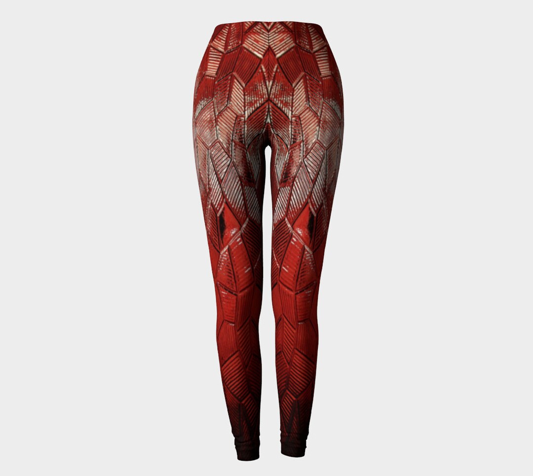 Red Dragon Scales Leggings, Active Wear, Workout Leggings,leggins Woman ...