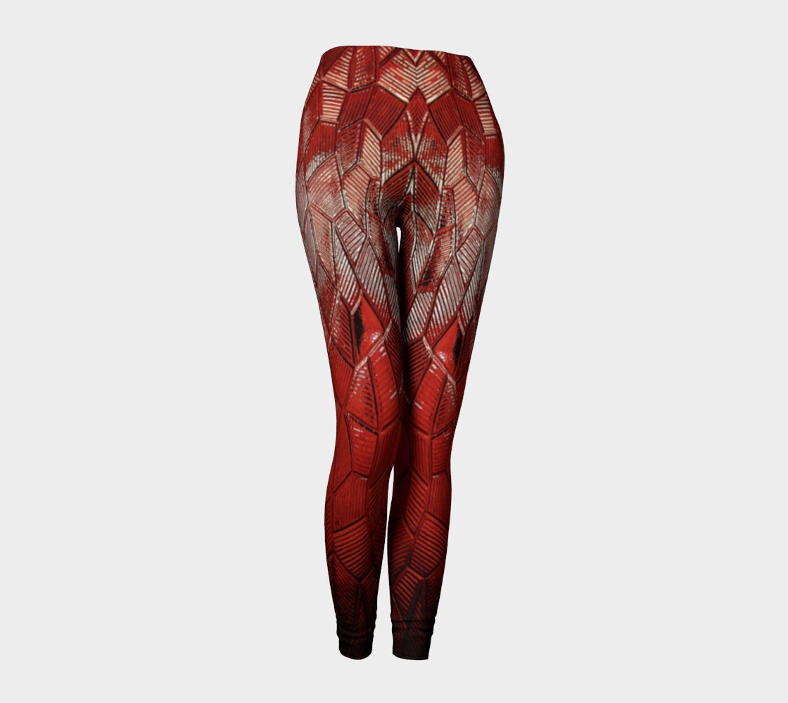Red Dragon Scales Leggings Active Wear Workout - Etsy