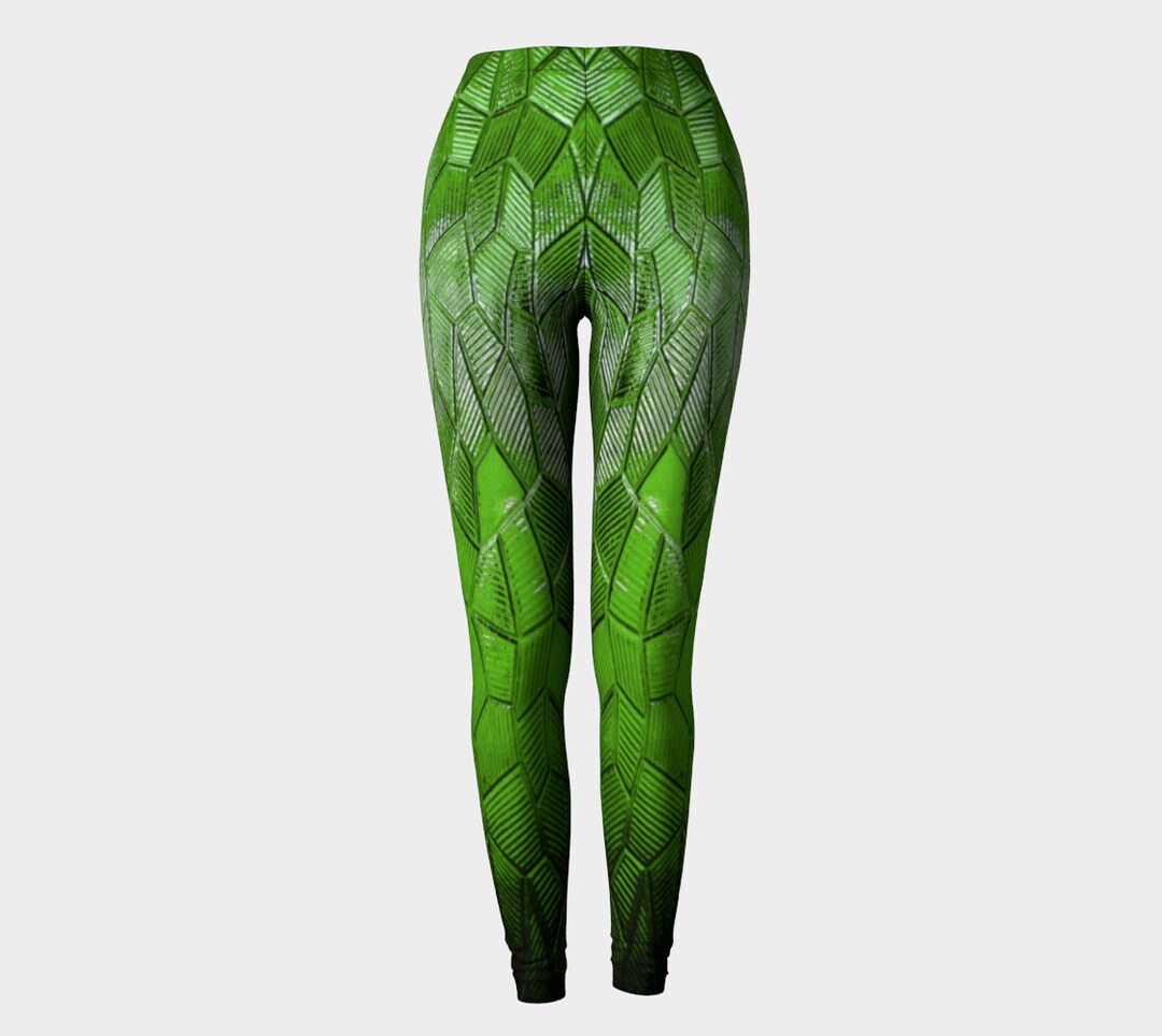 Dusty Green Dragon Scales Leggings: Activewear, Yoga, Cosplay - Etsy