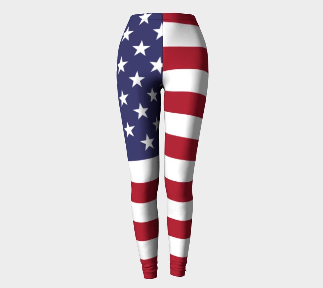 USA Flag Leggings: Patriotic Stars & Stripes Active Wear - Etsy