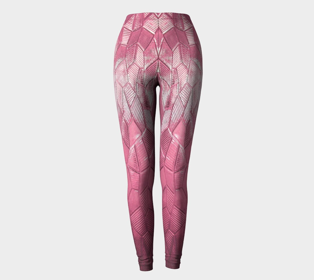 Rose Quartz Dragon Scales Leggings, Active Wear, Workout Leggings ...