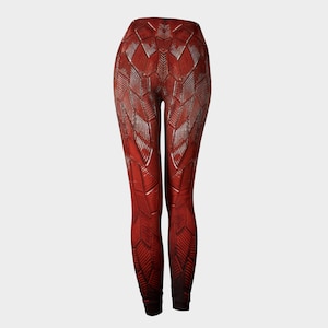 Red Dragon Scales Leggings, Active Wear, Workout Leggings,leggins Woman ...