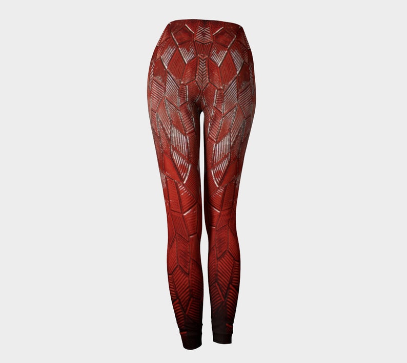 Red Dragon Scales Leggings Active Wear Workout - Etsy