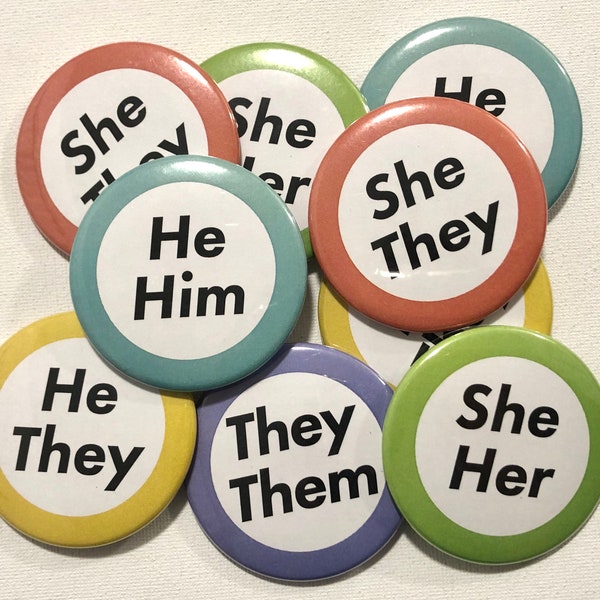 Pronoun Buttons - Etsy