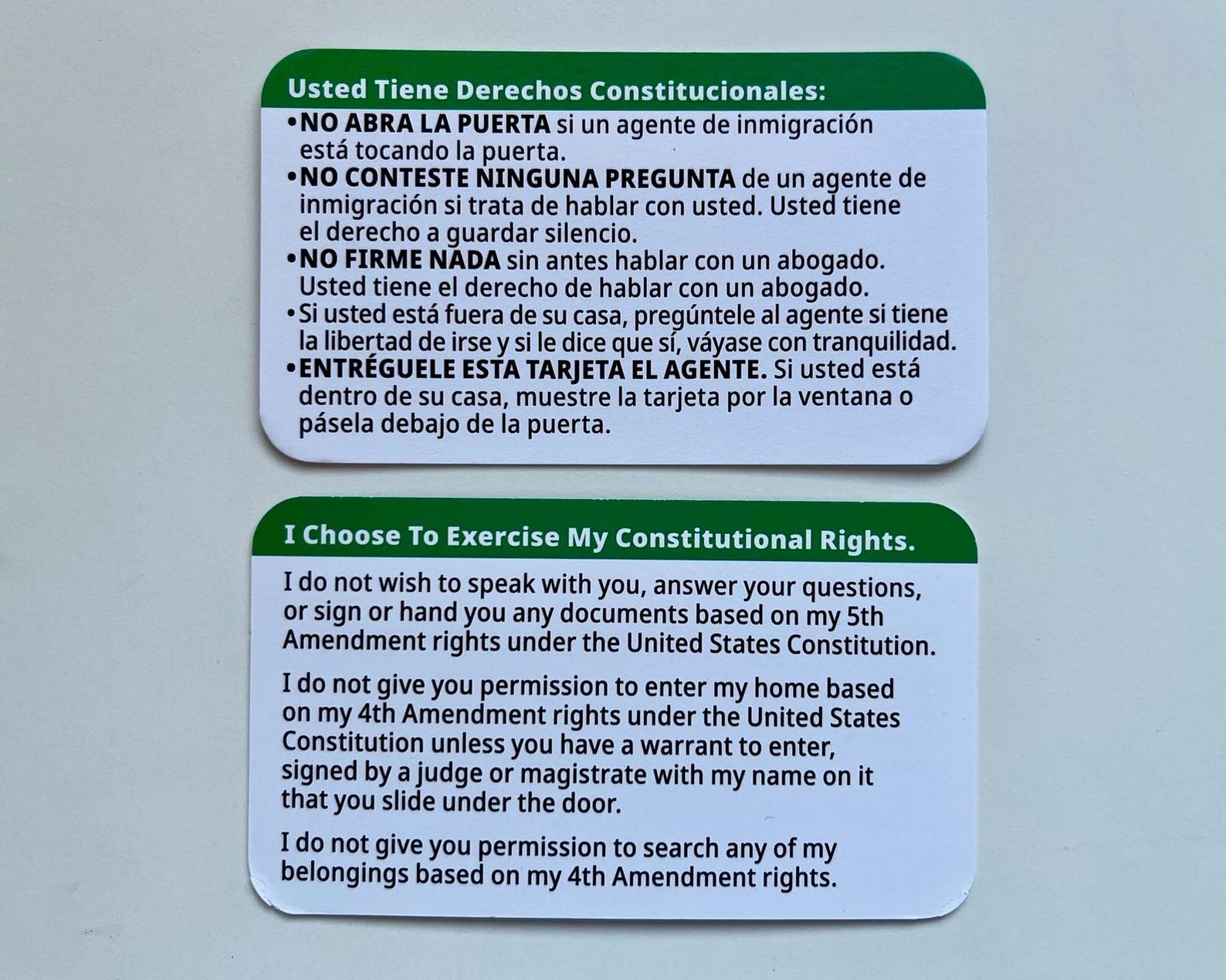 Immigration Know Your Rights Cards / Tarjetas De Conozca Sus Derechos ...