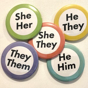 Inclusive Gender Pronoun Buttons - Etsy