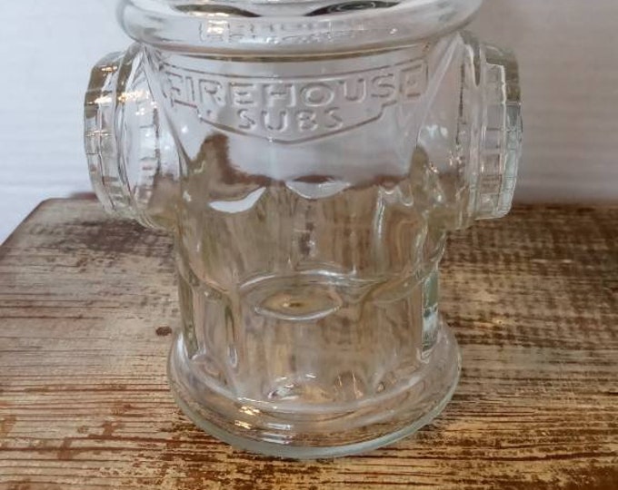Collectible Fire Hydrant Shaped Clear Bottle, Firehouse Subs Jar, Glass ...