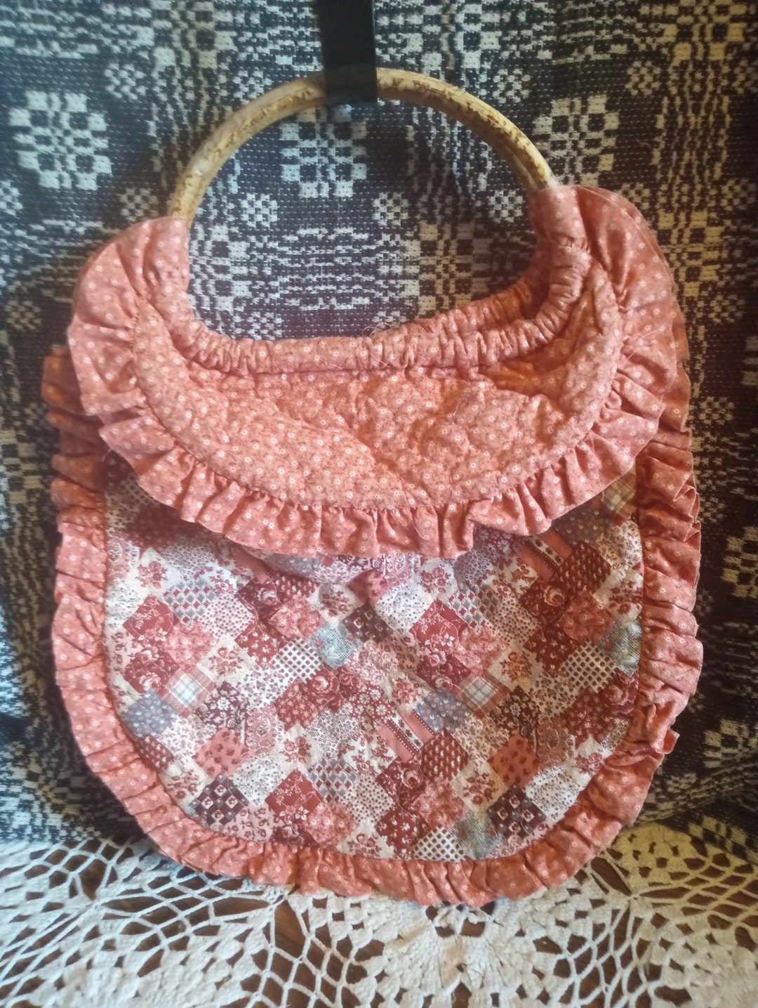Vintage Purse, Handmade, Wood Handles, Pocket Inside - Etsy