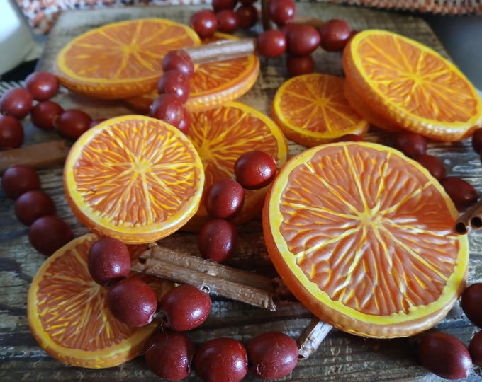 Faux Cranberry, Cinnamon, and Orange Slice Garland - Etsy