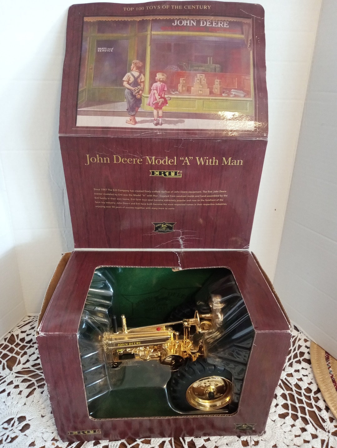 Gold John Deere Model A Tractor With Man, 1/16 Scale, Top 100 Toys ...