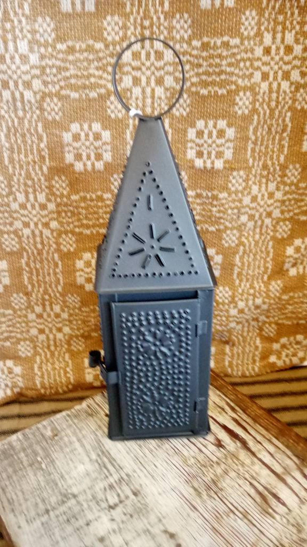 Black Metal Steeple Punched Tin Lantern for Candle and Floral ...
