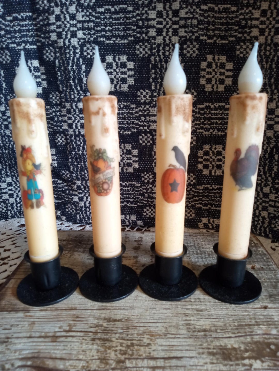 Fall Timer Taper Candle, Primitive Battery Candle - Etsy