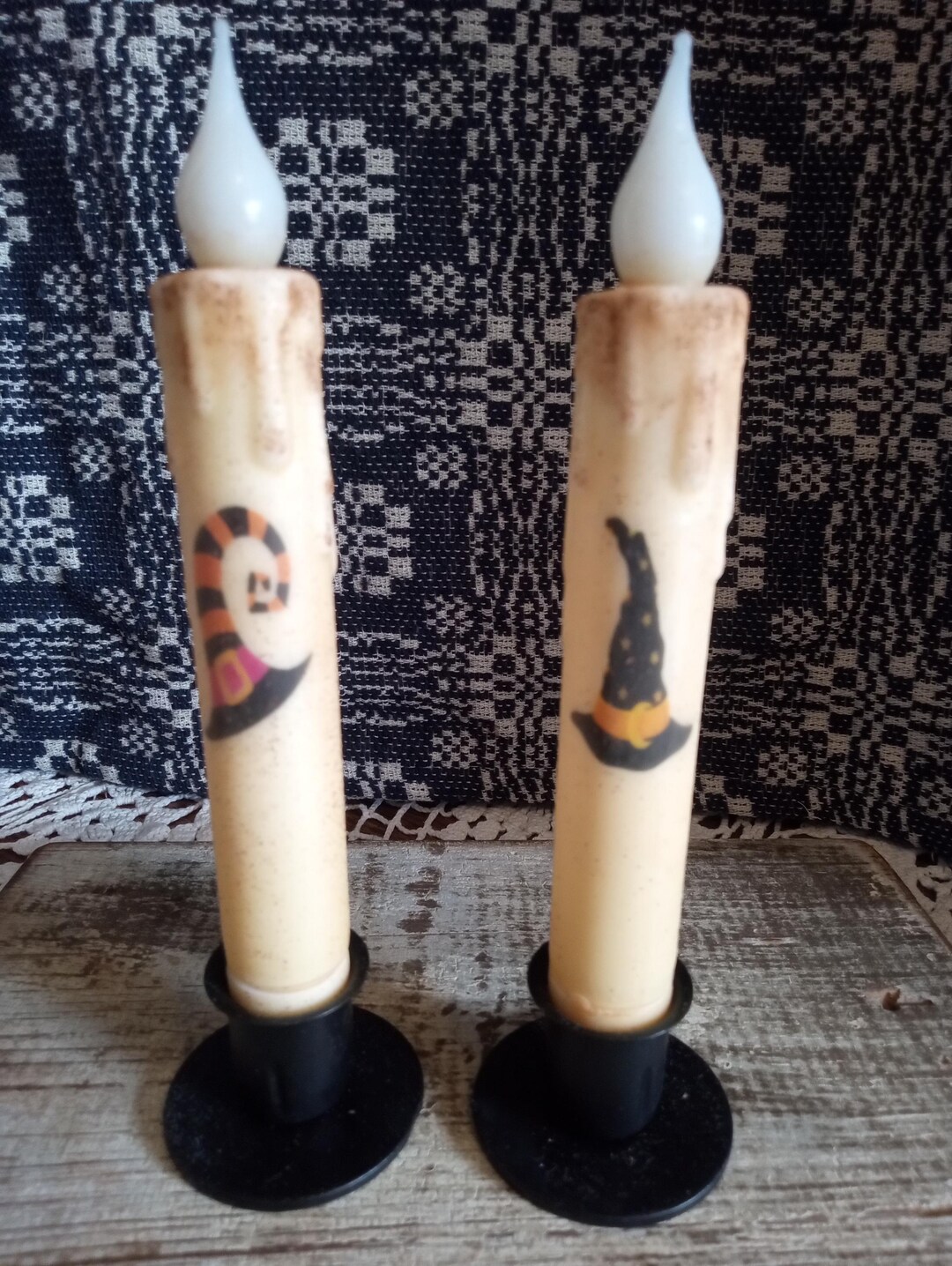 Witch Hat Design Timer Taper Candle, Primitive Battery Candle ...
