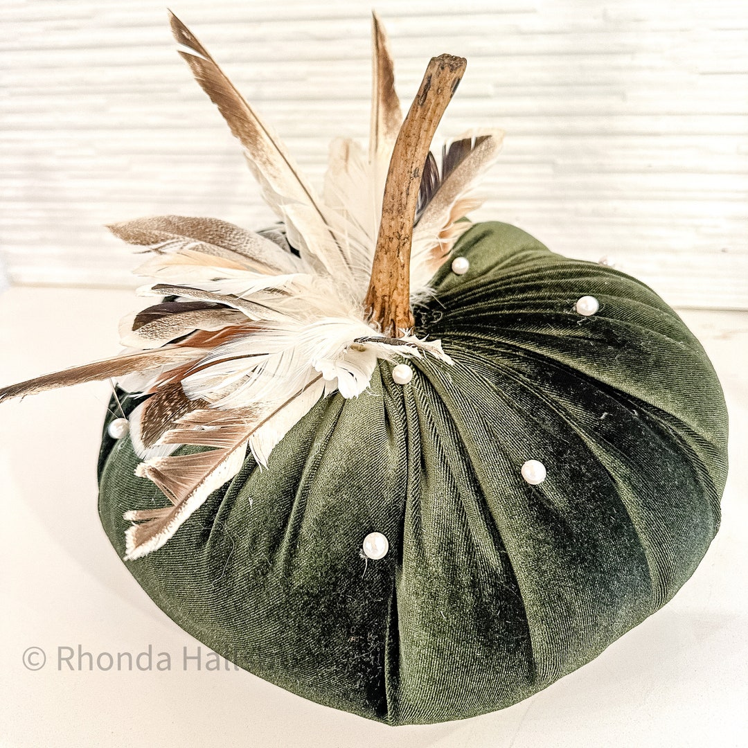Velvet Feather Pumpkin With Pearls Handmade - Etsy