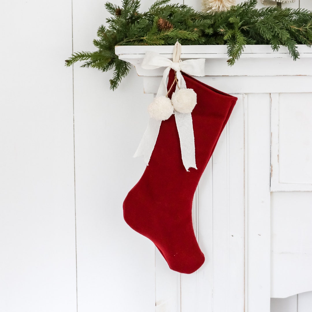 Red Wool Christmas Stockings/personalized Family Stockings/ White ...