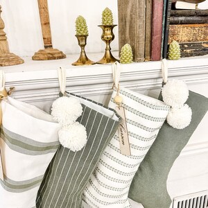Set 4 Green Farmhouse Christmas Stocking, Handmade Holiday Stockings - Etsy