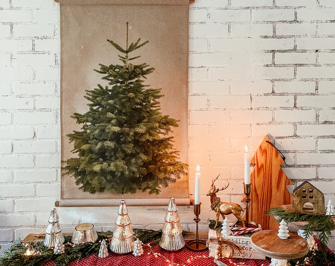 Large Canvas Fir Tree Wall Hanging Christmas Art/pine Tree - Etsy