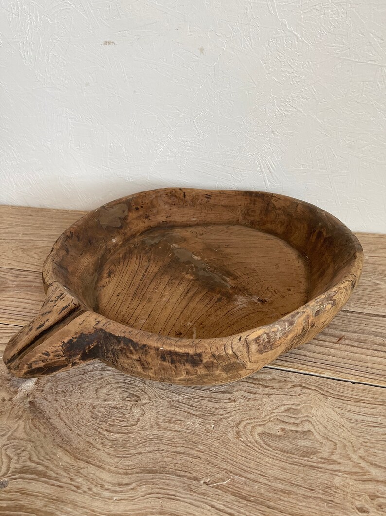 Antique Parat Wood Bowl Tray/ Rustic Farmhouse Serving - Etsy