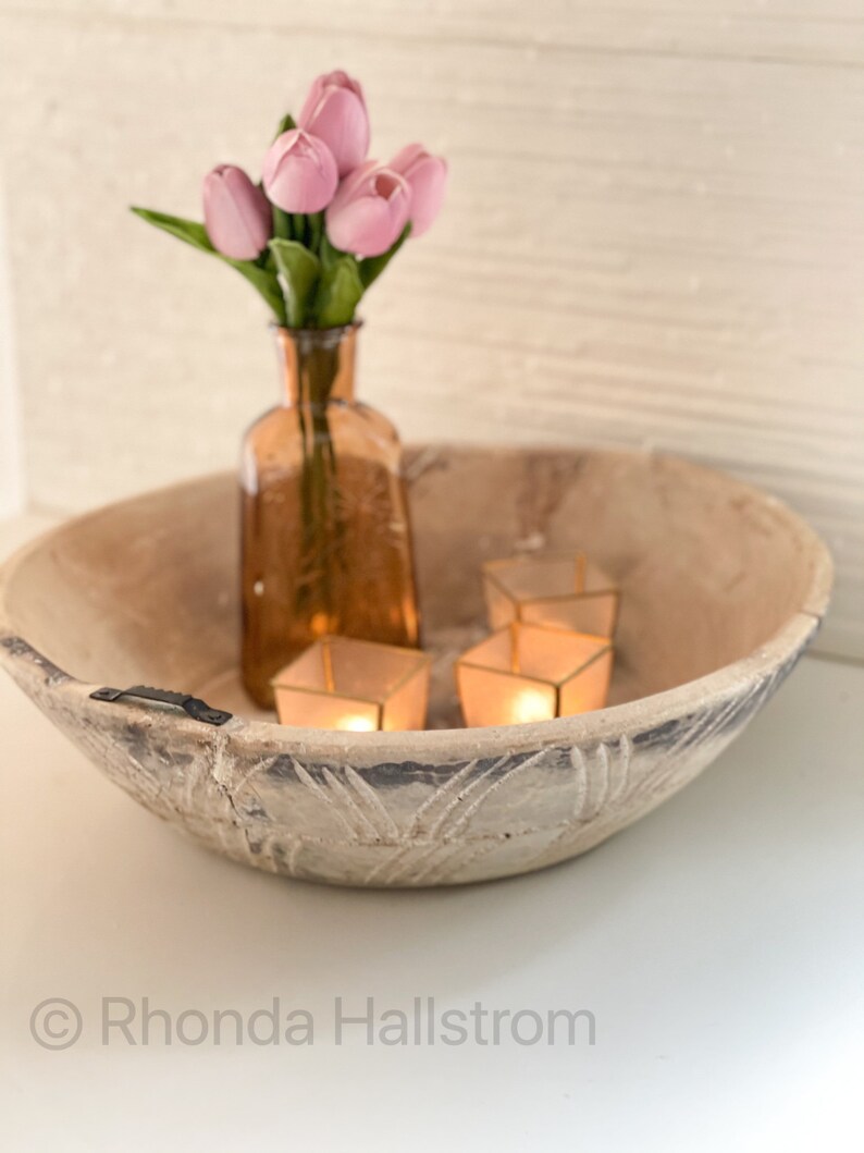 Distressed Farmhouse Antique Carved Wood Bowl/ Rustic - Etsy