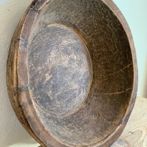 Large Farmhouse Antique Hand Carved Wood Bowl/ Rustic Farmhouse Serving ...