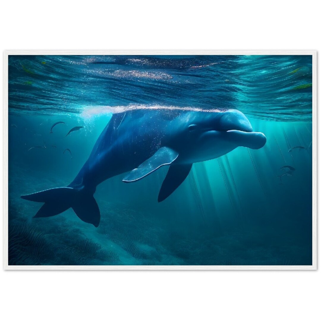 Wood Framed Dolphin Poster Ocean Water Animal Wood Framed - Etsy