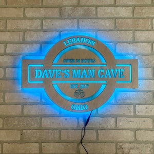 LED Man Cave Sign - LED Bar Sign - Man Cave - Bar Gift - LED Color ...