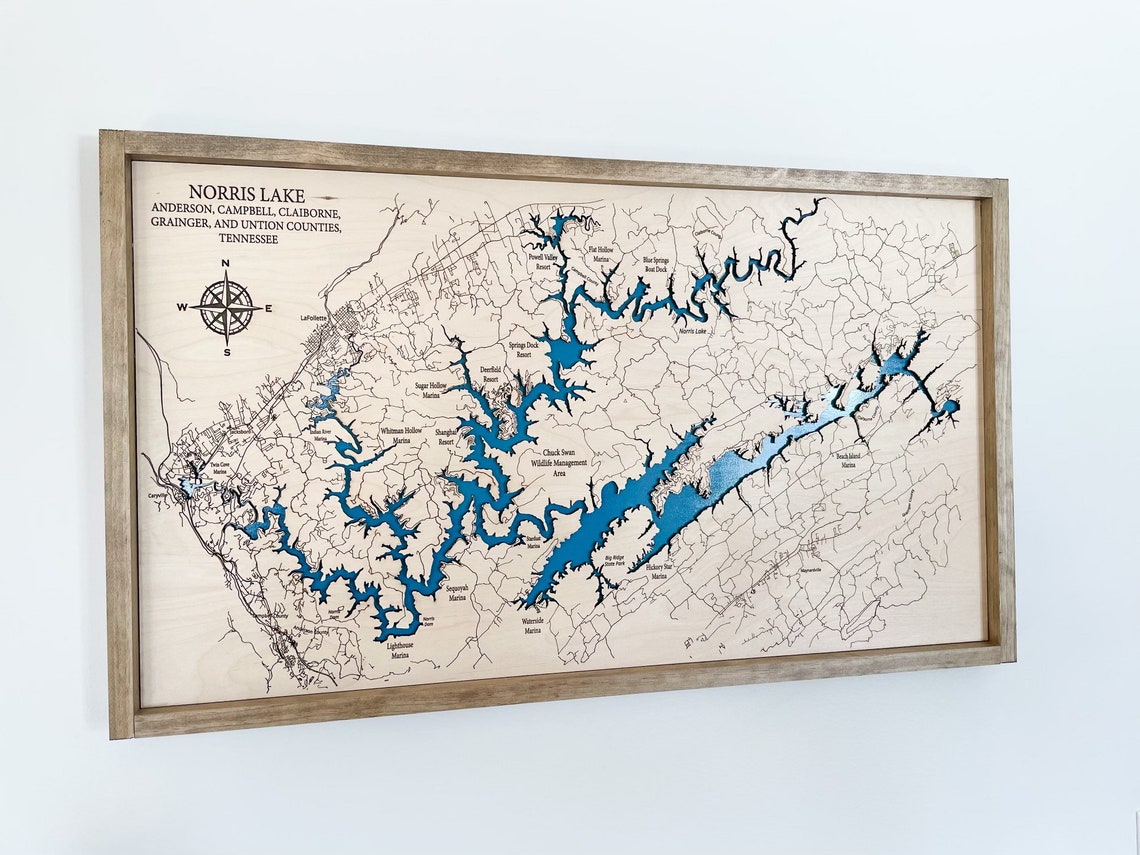 Norris Lake Wall Art Custom Wood Map 3D Wall Art Norris - Etsy